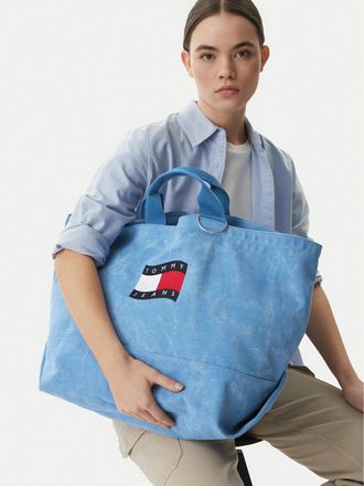 Tommy Jeans Handtasche Tommy Jeans Wavy Flag Canvas Tote Bag AW0AW18466 Blau