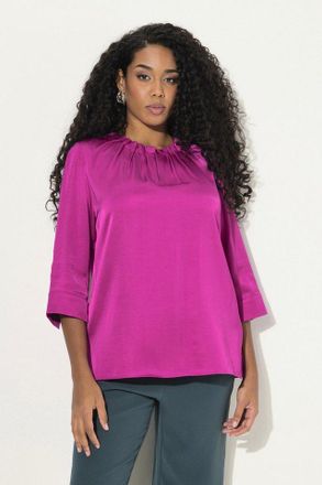 Ulla Popken Druckbluse Bluse gekr&auml;uselter Ausschnitt 3/4-Arm