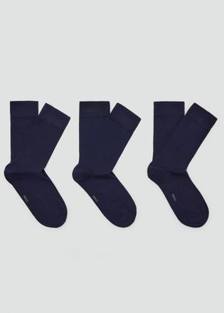 Mango Pack de 3 chaussettes longues en coton bleu marine fonc&eacute; - Homme - 40-42 - MANGO MAN