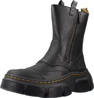 Dr. Martens Milit&auml;rstiefel aus schwarzem Leder mit Rei&szlig;verschluss, Plateau-Chunky-Sohle, Combat-Stil, Schwarz, 38 EU