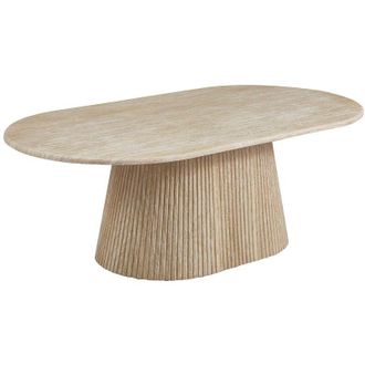Vente-Unique Table basse en marbre artificiel - Effet travertin beige - TIFULI