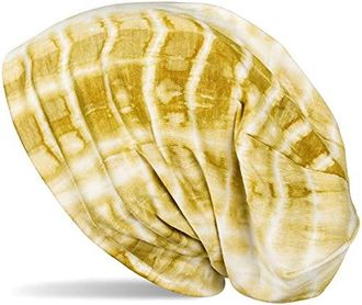 styleBREAKER Bonnet Unisexe en Tissu avec Impression de Motifs à Rayures Batik, Bonnet Long et léger avec dégradé 04024187, Couleur:Kaki-Blanc