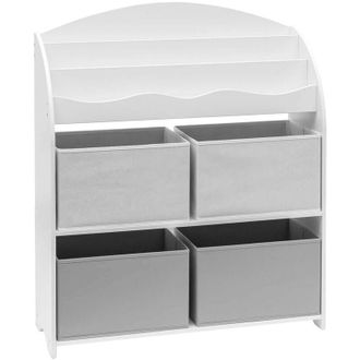 Mobili Rebecca Mobili Rebecca - Rebecca Mobili Kinderspielzeug Regal Wei&szlig; Grau mdf mit 4 Boxen