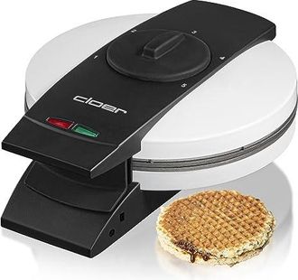 Cloer 1641S Stroopwaffeleisen f&uuml;r holl&auml;ndische Stroopwaffeln, 850 W, Waffelkaliber 14,5 cm, Backampel, stufenlos w&auml;hlbarer Br&auml;unungsgrad, wei&szlig;