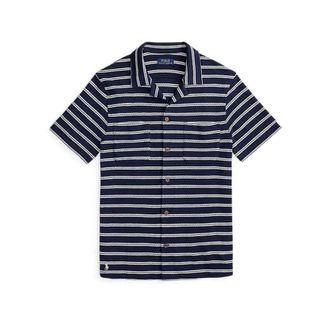 Polo Ralph Lauren Gestreiftes Pointelle Camp Shirt - - Shirts - Herren - Blau - XL