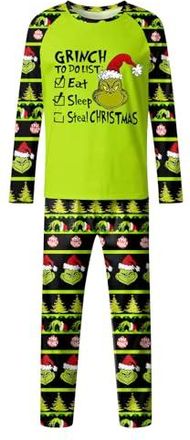 Generic Le Grinch Pyjama Noel Famille De Grinch Deguisement Adulte Homme Ensemble Hiver Costume Femme Vetement Garcon Noël Ensembles Assorti Coton Couple The 