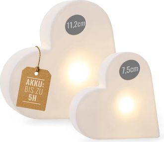 8 Seasons design LED Herz Mini-Leuchten Set Shining Heart Micro XS & S - Dekolampen 8cm + 12cm - kabellos mit Akku, USB-C aufladbar - Tischdeko, romantische Dek