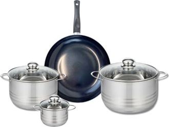 ELO 9717550 Batterie de cuisine 4 pi&egrave;ces, Ensemble de 1 Po&ecirc;le de cuisson 28 cm et 3 faitouts 12, 20 et 24 cm Elo Prima Brillant, inox, induction