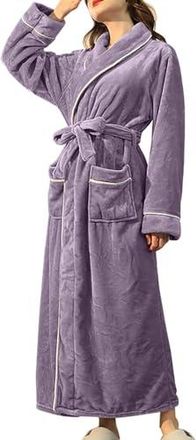 Generic Robe de chambre en polaire épaisse pour femme - Peignoir thermique en polaire - Robe de chambre personnalisée en polaire - Robe de chambre en polaire 