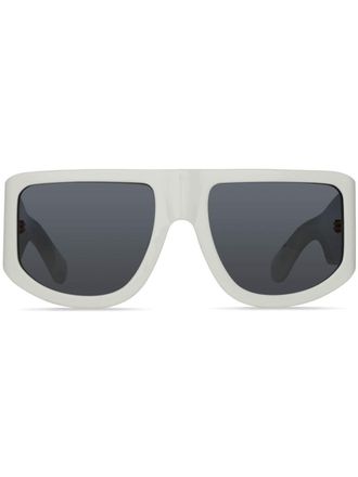 Linda Farrow x Nu&eacute; It Girl lunettes de soleil &agrave; monture oversize - Blanc