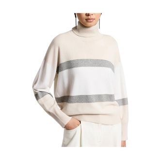 PESERICO Femme, Pulls, Multicolore, Taille: 44 FR Col roul&eacute;s