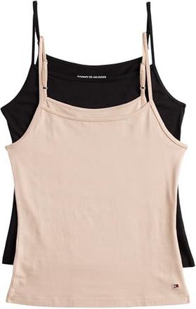 Tommy Hilfiger Femme Lot de 2 Débardeurs Stretch, Multicolore (Black/Misty Blush), XL