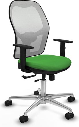 Piqueras y Crespo B&uuml;rostuhl mit 1D-Armen, h&ouml;henverstellbare Lendenwirbelst&uuml;tze, ausgestattet mit Syncro/Traslack und injiziertem Schaumstoff, Wei&szlig;/Gr&uuml;n