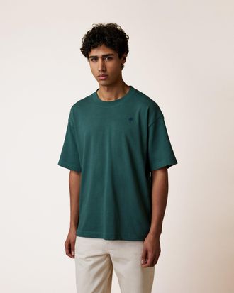 Faguo T-shirt oversize vert gris&eacute; coton recycl&eacute;