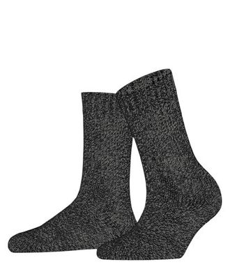 Falke Marble Cloud W So laine coton fantaisie 1 paire, Chaussettes Femme, Noir Black 3000, 35-38