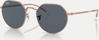 Ray-Ban Jack - Lunettes de soleil irr&eacute;guli&egrave;res &agrave; verres bleus - Rose dor&eacute;