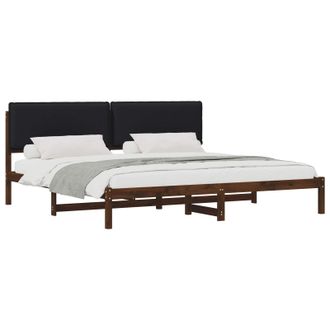 vidaXL Letto Con Testiera Rivestita Marrone Scuro E Nero 180 X 200 Cm Vidaxl