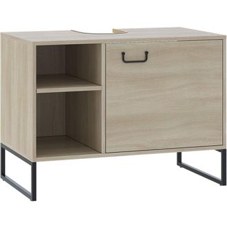 Vicco Waschbeckenunterschrank Vionna, Eiche/Schwarz, 80 x 60 cm mit 2 offenen F&auml;chern, Vicco