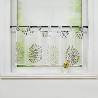 Joyswahl Voile Scheibengardine Bistrogardine mit Schlaufen &raquo;Alessa&laquo; mit Kreis-Motiven Druck Transparente Gardine Stores HxB 60x140cm Kaffee 1er Pack