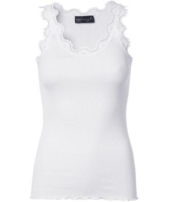Rosemunde Seidentop Babette mit Spitzenbesatz XS New-White