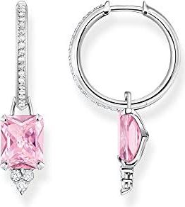 Thomas Sabo Boucles dOreilles Femme en Argent Sterling avec Oxyde de Zirconium Blanc et Rose CR672-051-9, taille unique, Argent, Pas de gemme