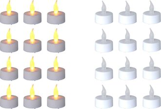 Brandsseller LED Teelichter 24er Set Flackernd Flammenlos inkl. Batterien & Tragebox