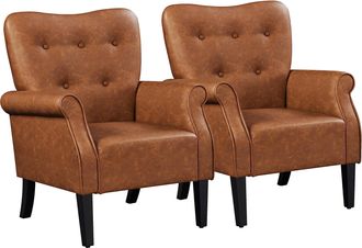 Yaheetech 2 x Ruhesessel Polstersessel mit Schutzfüßen Cocktailsessel Lesesessel mit breitem Sitz Fernsehsessel Loungesessel bis 136 kg Belastbar