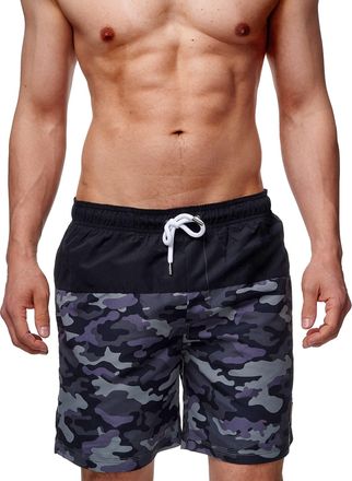 Indicode Herren Pruitt Badehose mit 3 Taschen und Tunnelzug | Badeshorts f&uuml;r M&auml;nner Dired Camouflage, XXL