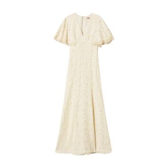 Twinset Langes Spitzenkleid - - Dresses - Damen - Beige - XL