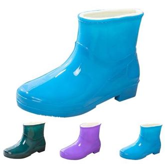 Generic Wellington Bottes de pluie courtes pour femme, l&eacute;g&egrave;res et imperm&eacute;ables, antid&eacute;rapantes, bottines Chelsea &eacute;l&eacute;gantes &agrave; talon moyen avec semelles confort