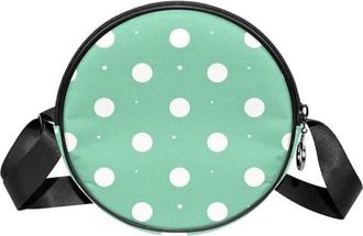 Generic Petit sac &agrave; bandouli&egrave;re circulaire pour femme, petit sac &agrave; bandouli&egrave;re &agrave; pois avec fermeture &eacute;clair, bretelles r&eacute;glables, sac &agrave; main rond d&eacute;contract&eacute; 