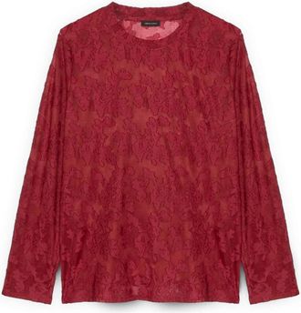 Fiorella Rubino Femme, Blouses et Chemises, Rouge, Taille: 38 FR T-shirt en dentelle florale
