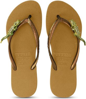 UZURII Slipper & Pantoletten - Zehentrenner Green Crocodile Switch - Gr. 35,5 (EU) - in Braun - f&uuml;r Damen