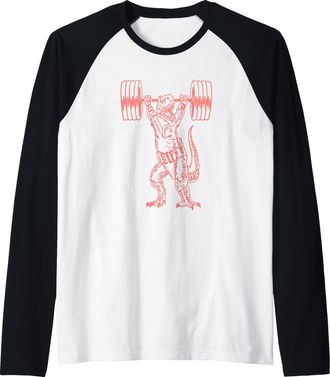 Seembo Dinosaurier-Gewichtheberhanteln, Fitness, Tier, Fitnessstudio, Workout Raglan