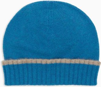 Gallo Gallo, unisex, Accessoires, Bleu, Taille: ONE Size Fold-over Cashmere Beanie