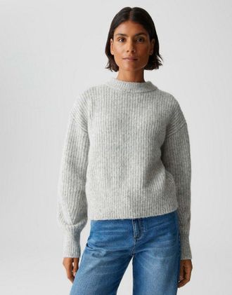 OPUS Strickpullover PLENI mit Rippstrickmuster &uuml;berschnittene Schulter mit Langarm, Rippstruktur, weicher Griff