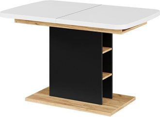 Vicco Esstisch Fenaro, Weiß/Schwarz/Goldkraft Eiche, 120 x 80 cm mit offenen Fächern, Vicco