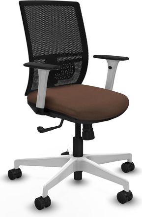 Piqueras y Crespo Gepolsterter B&uuml;rostuhl mit schwarzen und wei&szlig;en Armlehnen, h&ouml;henverstellbare Lendenwirbelst&uuml;tze, mit 4 Positionen, Schwarz/Dunkelbraun