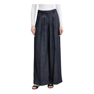 Karl Lagerfeld Flie&szlig;ende Denim-Hose mit weitem Bein - - Trousers - Damen - Blau - W27