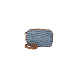 Coccinelle Mini sac Tebe en denim enduit &agrave; monogramme - Femme - Sacs - Bleu - Taille: ONE Size