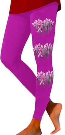 Generic Legging de No&euml;l en polaire pour femme - Sensibilisation au cancer du sein - Leggings de grossesse pour femme, violet, XL