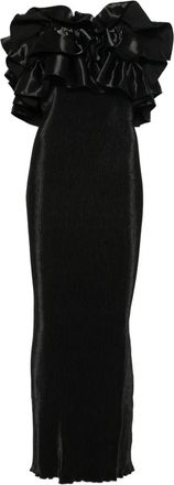 L’Idée robe mi-longue Paris à volants - Noir