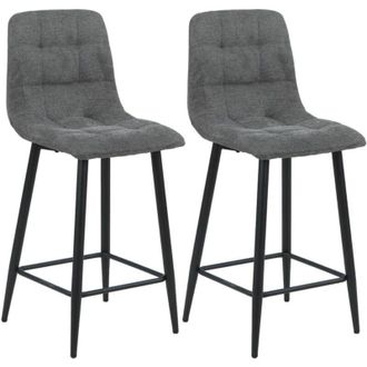 Altobuy ERNEST - Lot de 2 Tabourets de bar Tissu Gris Pieds M&eacute;tal Gris Anthracite