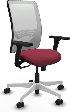 Piqueras y Crespo Stuhl geeignet f&uuml;r B&uuml;ro Zulema mit 3D-Armen, h&ouml;henverstellbare Lendenwirbelst&uuml;tze, ausgestattet mit 3 Positionen und Schneidschaum, Wei&szlig;/Granatrot