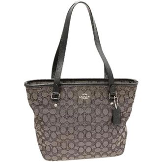 Coach Pre-owned Canvas Calfskin Signature 2way Bag - - Pre-owned - Damen - Grau - ONE SIZE