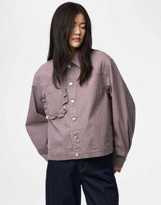 Pieces Jeansjacke in Sparrow-Braun-Brown