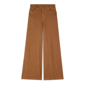 Oltre Weit geschnittene- st&uuml;ckgef&auml;rbte Baumwollhose - - Jeans - Damen - Braun - 4XL