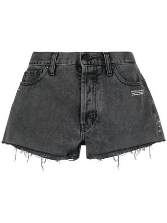 Off-white short en jean &agrave; bords francs - Gris
