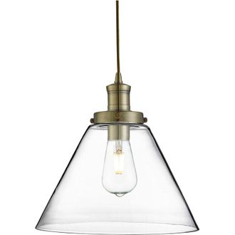 Searchlight Searchlight - Suspension pyramid 1L m&eacute;tal laiton antique et abatjour verre transparent E27 max 60w diam&egrave;tre 29cm
