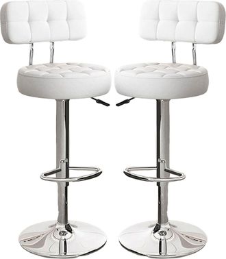 Generic Drehbare, H&ouml;henverstellbare Barhocker (2Er-Set), Gepolstert mit Pu-Leder und R&uuml;ckenlehne, Stabile Metallbeine, 60-80 cm Hoch, Ideal f&uuml;r K&uuml;cheninseln u